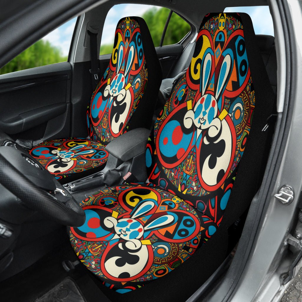 Silly Psychedelic Wabbit Hippie Seat Covers - Musicdope90s
