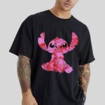 Disney Stitch And Angel Hey You're My Fav Love Valentine's Day - Short Sleeve T-Shirt - Musicdope90s