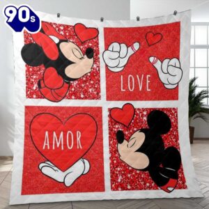 Happy Valentine’s Day Sweet Love Of Mickey Couple Cartoon Disney Gift Lover Blanket - Musicdope90s
