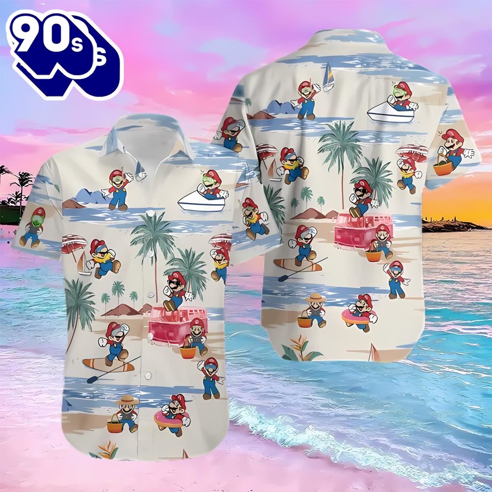 Super Mario Summer Vacation Hawaiian Shirt 3D Printed - Musicdope90s