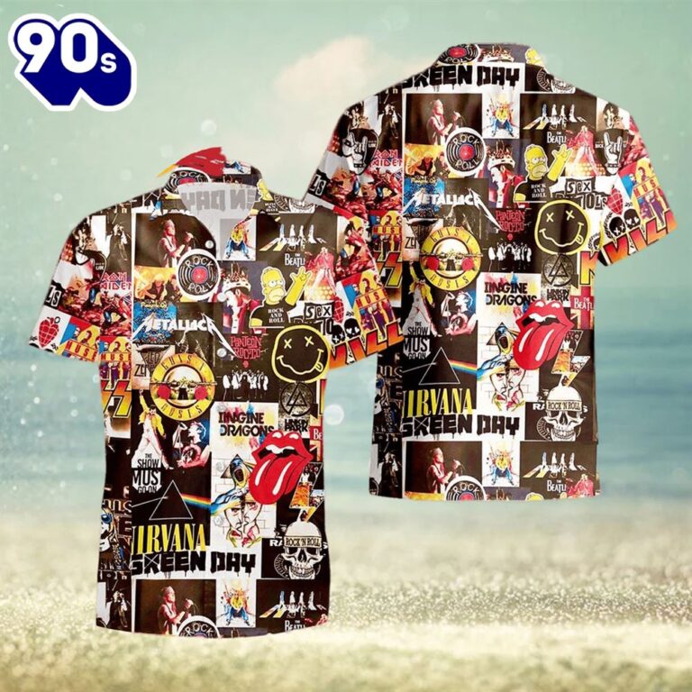 3D Classic 80s Rock Puzzle Music Band Hawaiian Shirts For Men ...