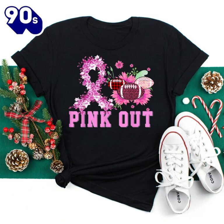 Pink Out Breast Cancer Awareness Football Pink Ribbon Shirt - Musicdope90s