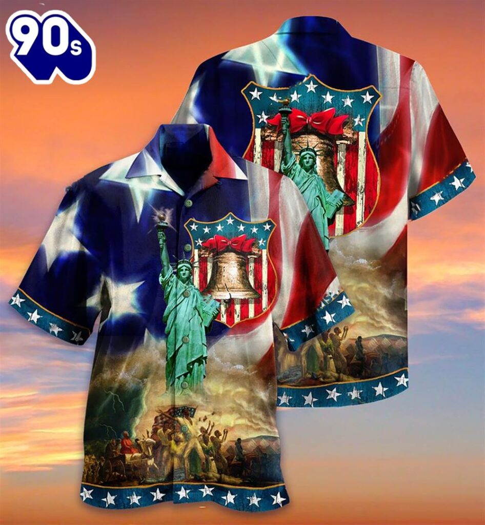 4th Of July America Happy Day Freedom America Aloha Button Up Hawaiian ...