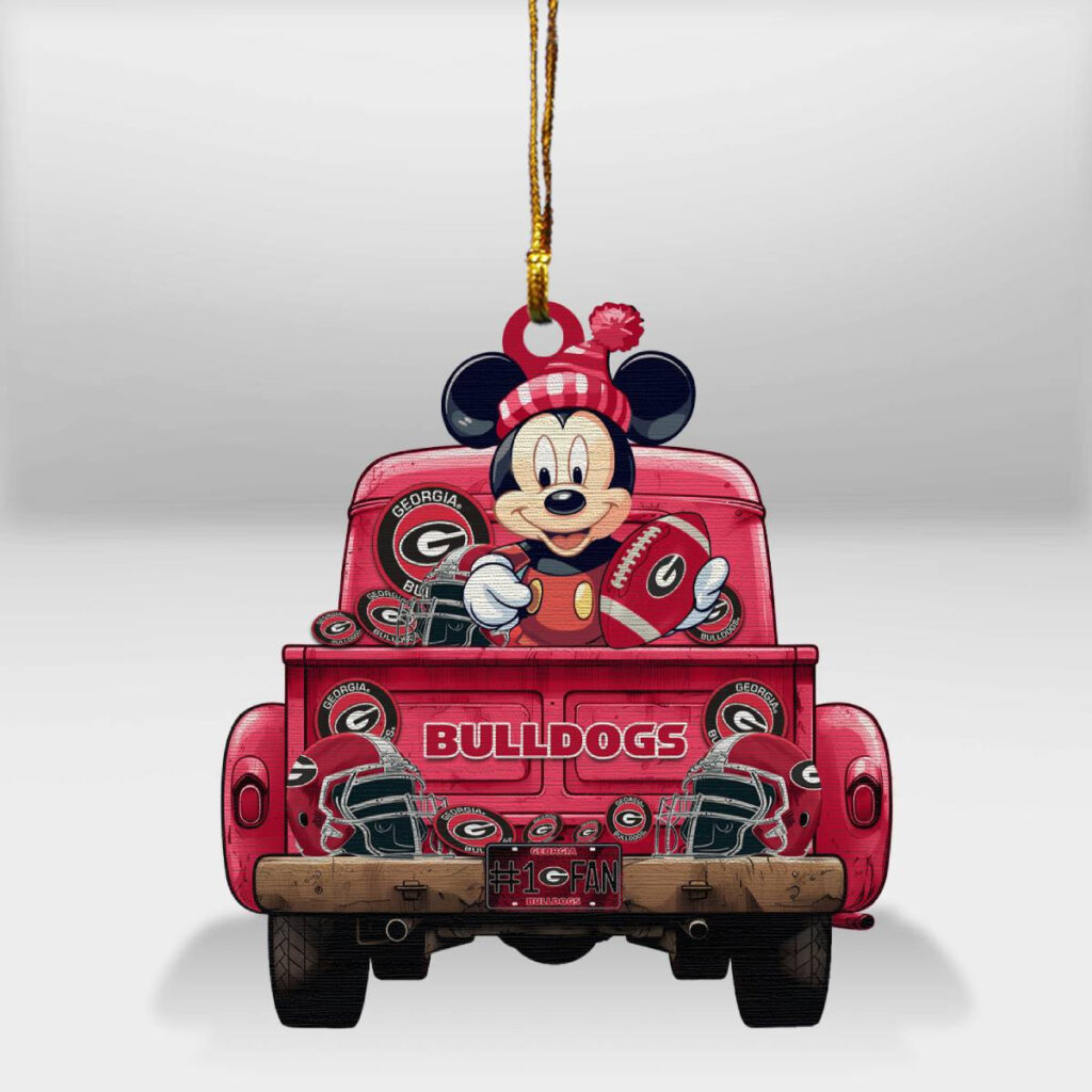 Georgia Bulldogs Mickey Mouse Christmas Wood Ornament - Musicdope90s