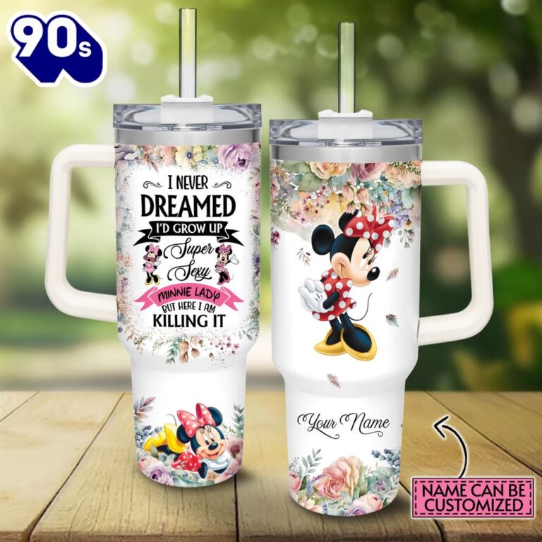 Custom Name Super Sexy Minnie Mouse Lady Vintage Flower Pattern 40oz ...