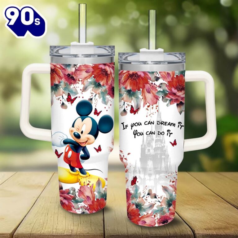 Mickey Flower Pattern 40oz Tumbler - Musicdope90s