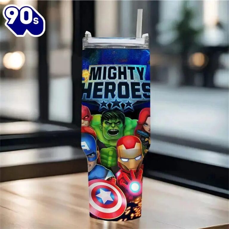 40oz Mighty Heroes Tumbler With Lid And Straw - Musicdope90s