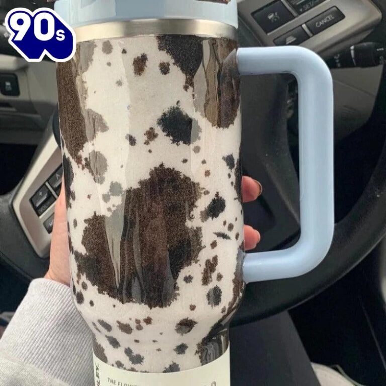 Cow Patterned 40 Oz Tumbler With Handle - Musicdope90s