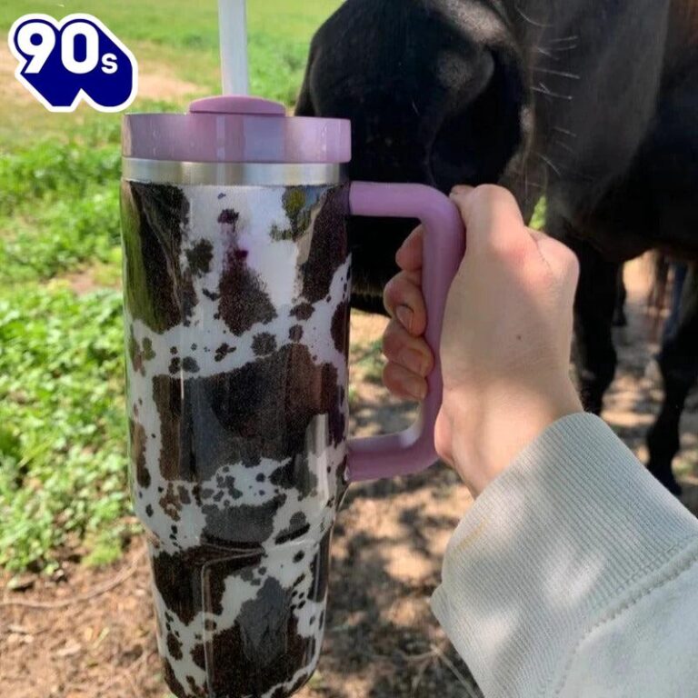 Cow Patterned 40 Oz Tumbler With Handle - Musicdope90s