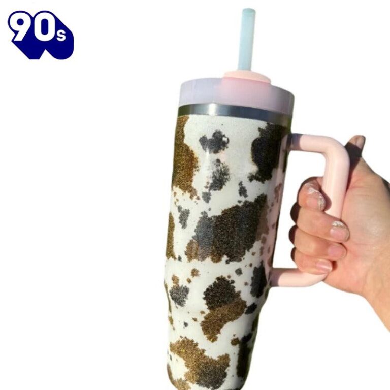 Cow Patterned 40 Oz Tumbler With Handle - Musicdope90s