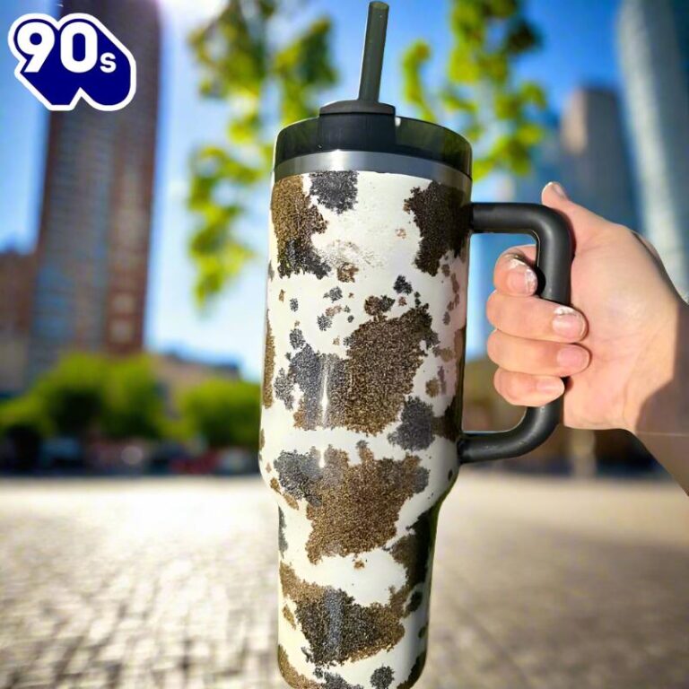 Cow Patterned 40 Oz Tumbler With Handle - Musicdope90s