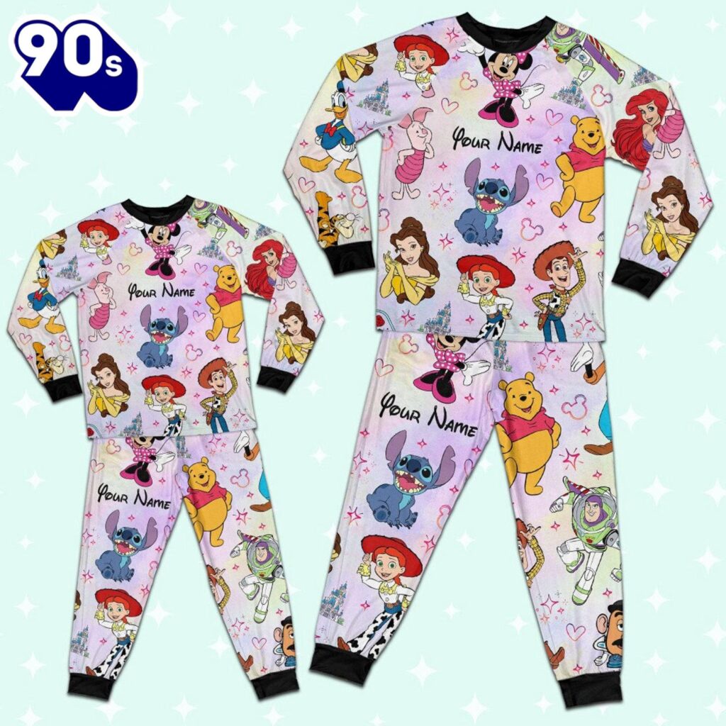 Custom Disney Friends Colorful Team Pajamas Set - Movie Cartoon Holiday ...