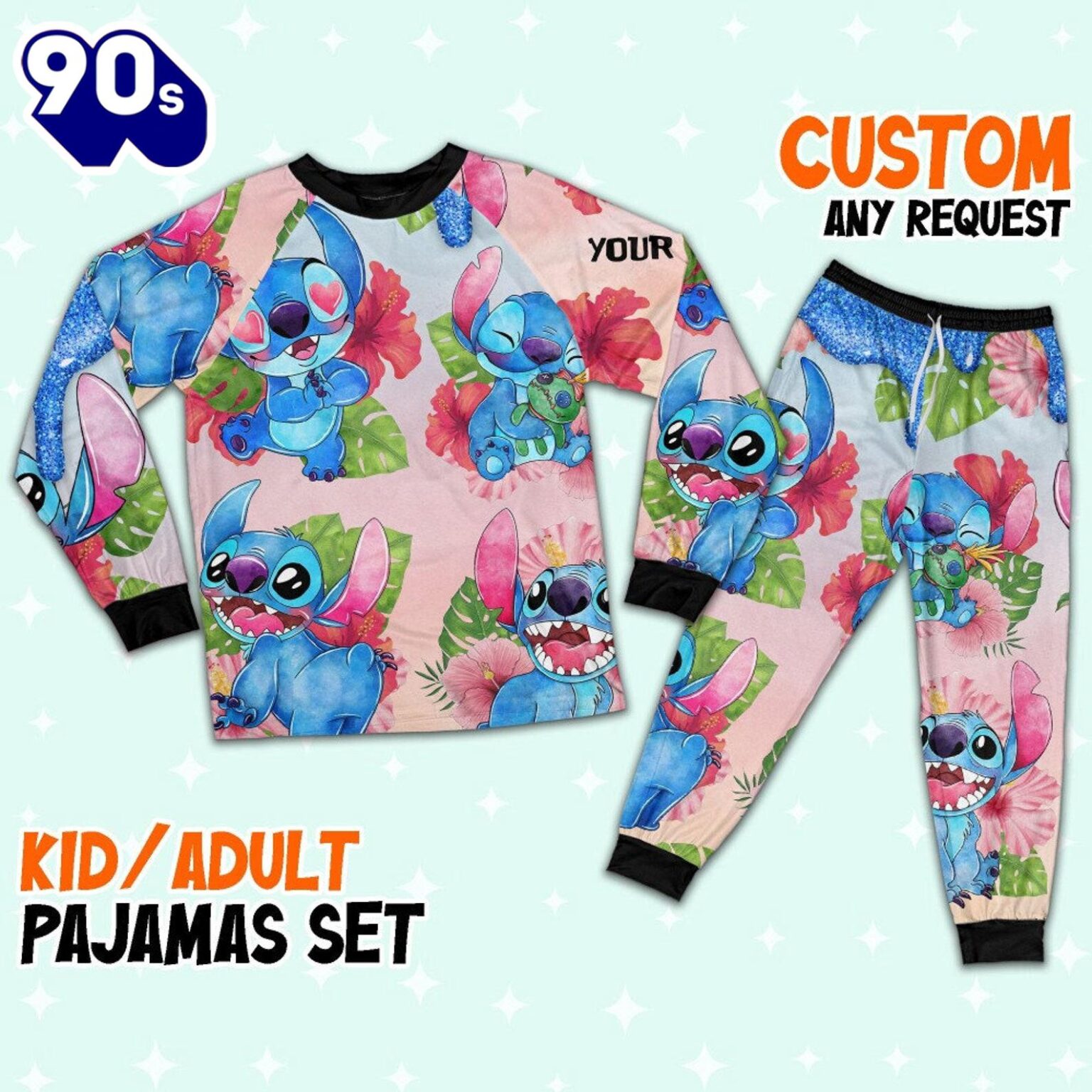 Custom Disney Lilo and Stitch Inflated Colorfull Pajamas - Movie ...