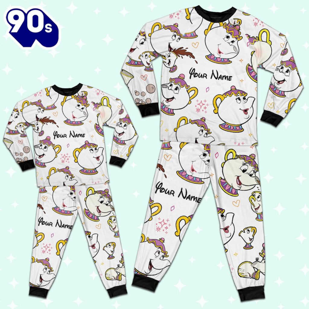 Custom Disney Mother Day Mrs Pott and Chip Colorful Pajamas - Movie ...