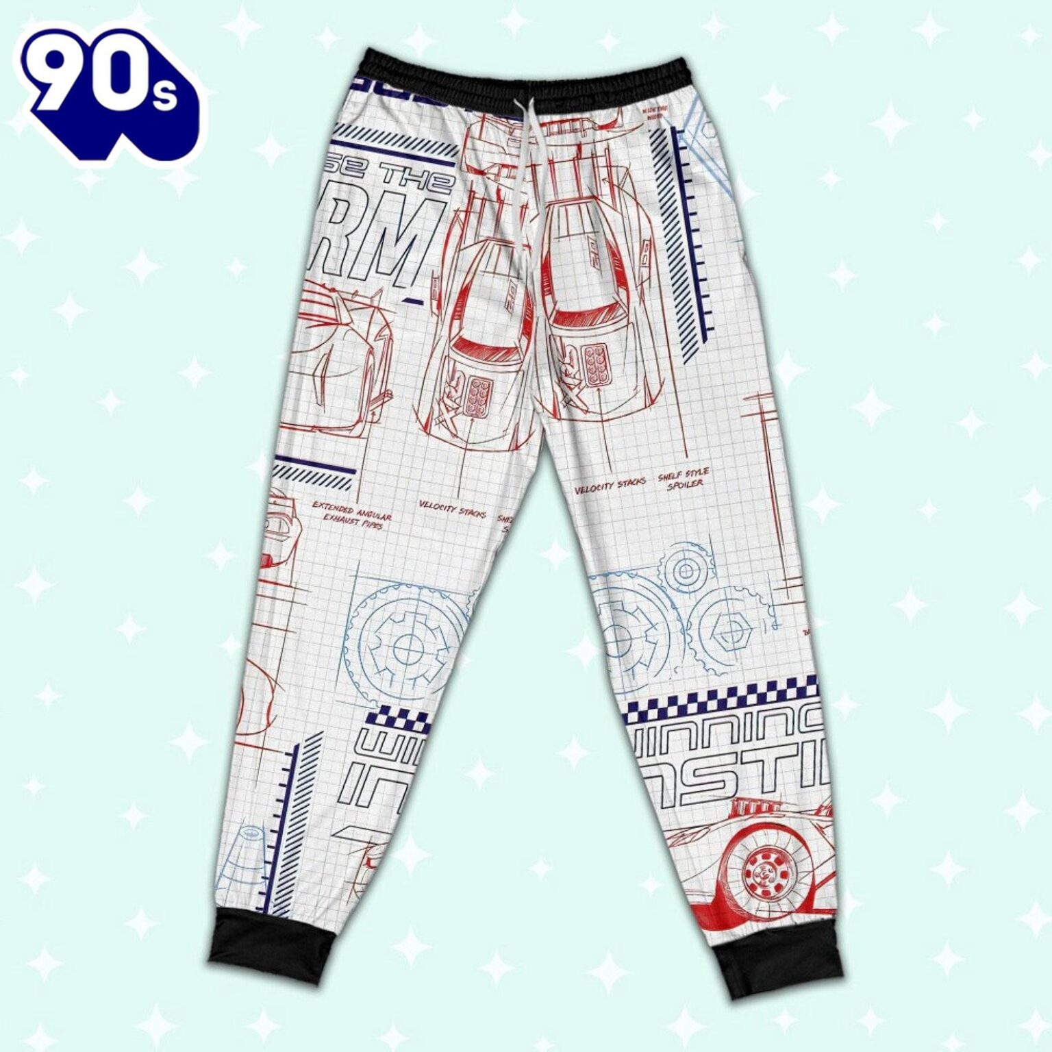 Disney Pixar Cars Schematic Sketch Red and Blue Pajamas Set - Movie ...