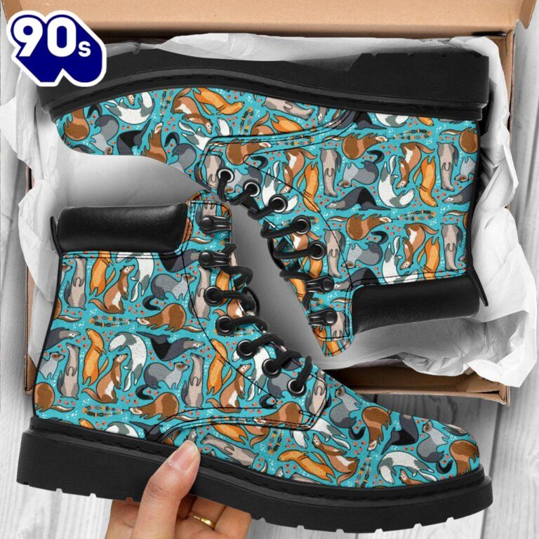 Ferret Leather Boots Animal Custom Shoes Funny Ferret Lover Gift ...