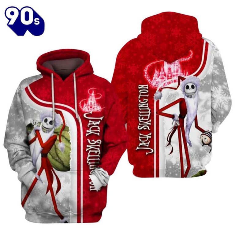 Merry Christmas Jack Skellington In Santa Claus Hoodie - Musicdope90s