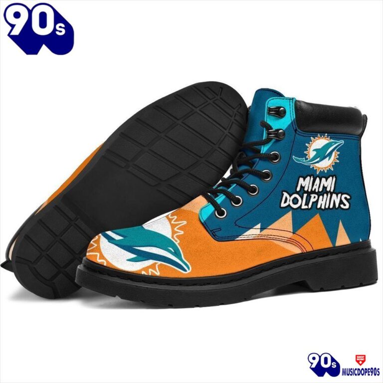 Miami Dolphins All Season Boots Casual Shoes Vegan Leather Custom Boot ...