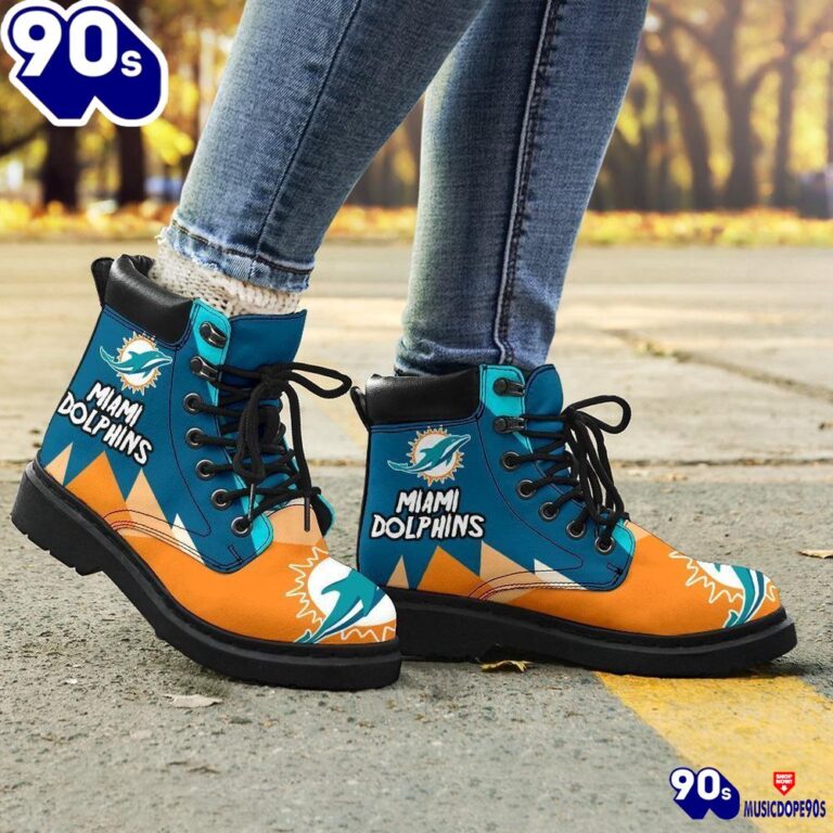 Miami Dolphins All Season Boots Casual Shoes Vegan Leather Custom Boot ...