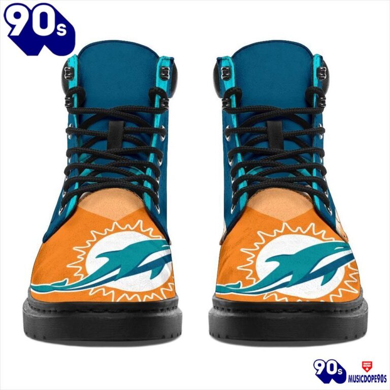 Miami Dolphins All Season Boots Casual Shoes Vegan Leather Custom Boot ...