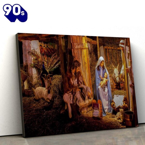 Nativity Joseph Holding Baby Jesus Canvas Wall Art Gift Christmas ...