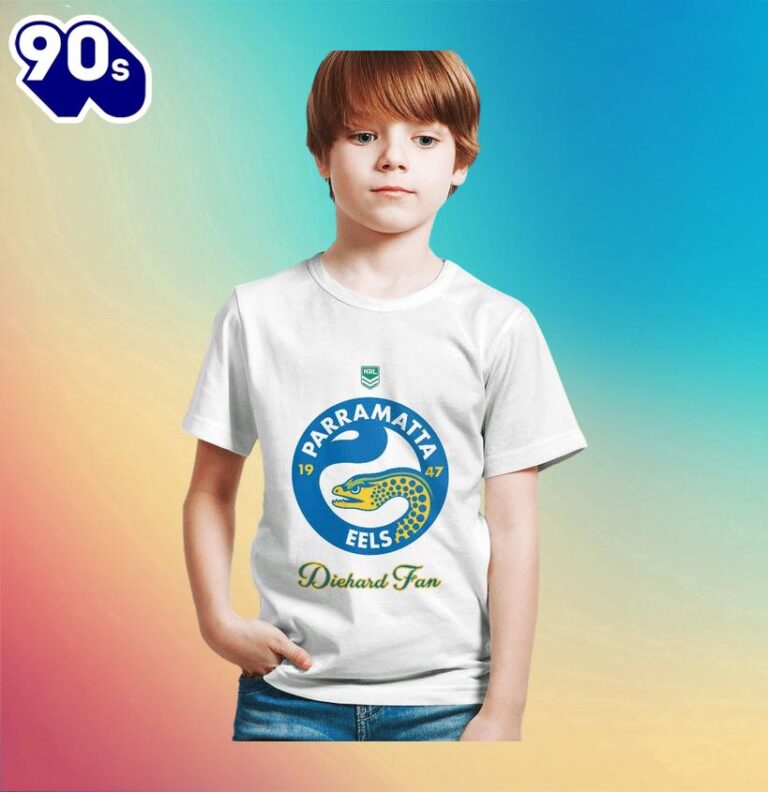 NRL Parramatta Eels Custom Name Number Diehard Fan Kids T-shirt ...