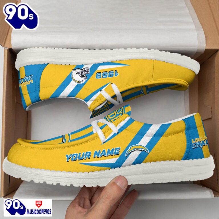 Personalized Los Angeles Chargers NFL Team White Canvas Loafer Shoes ...