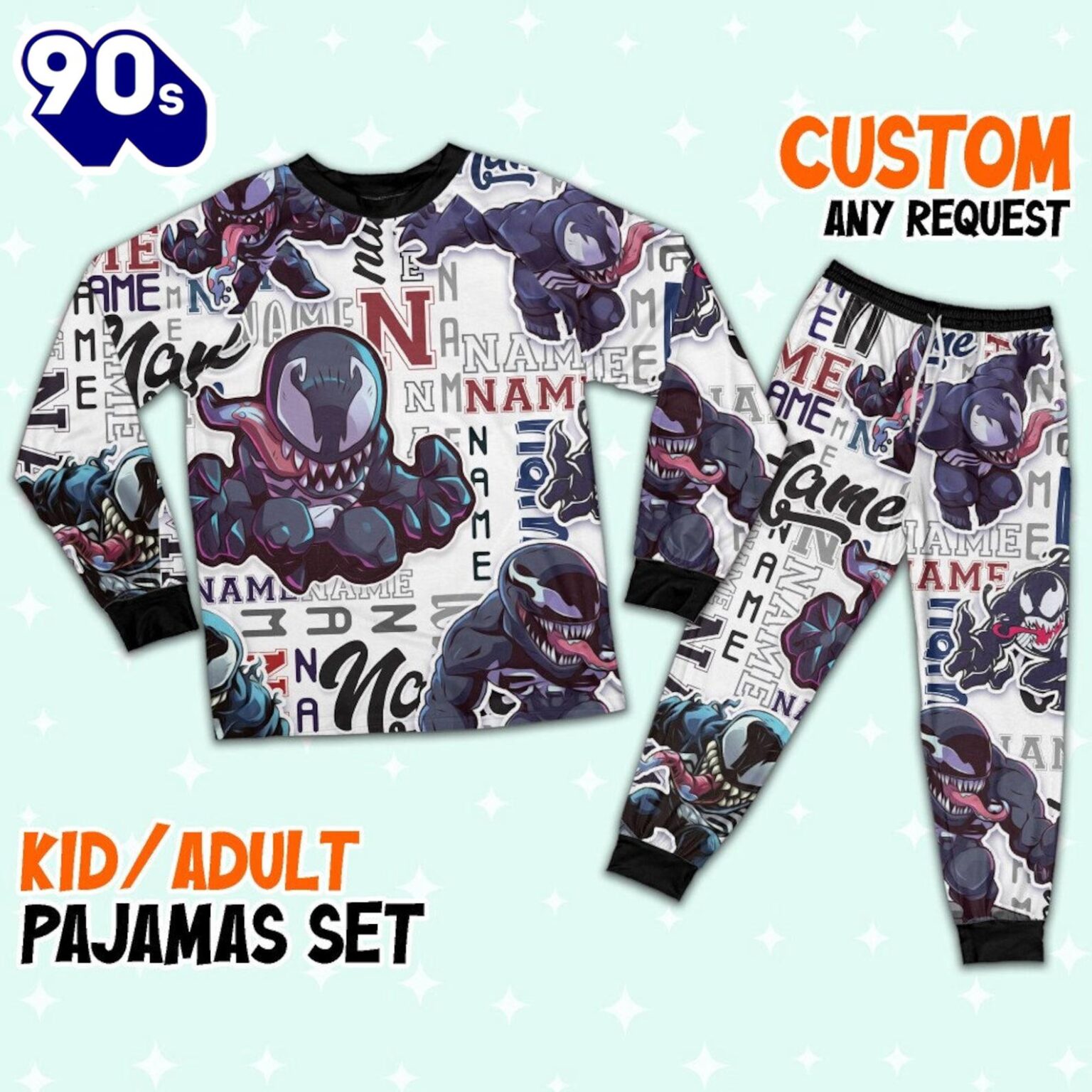 Personalized Name Spidey Man Friends Venom Comic Pajamas - Family ...