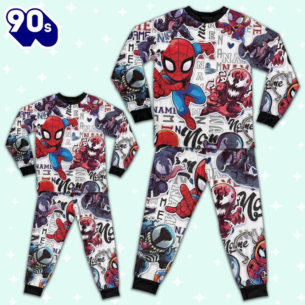 Personalized Name Spidey Man Friends Vs Venom Comic Pajamas - Movie ...