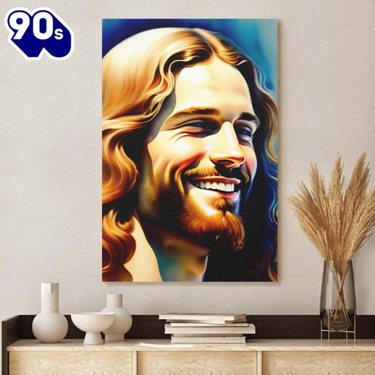 Smiling Jesus On Canvas Jesus Portrait Jesus Wall Art Jesus Canvas ...