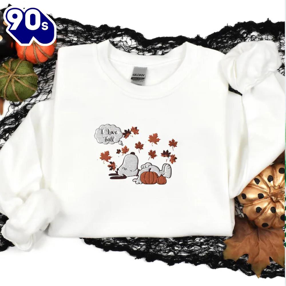 Snoopy I Love Fall Embroidered Crewneck SHirt - Musicdope90s