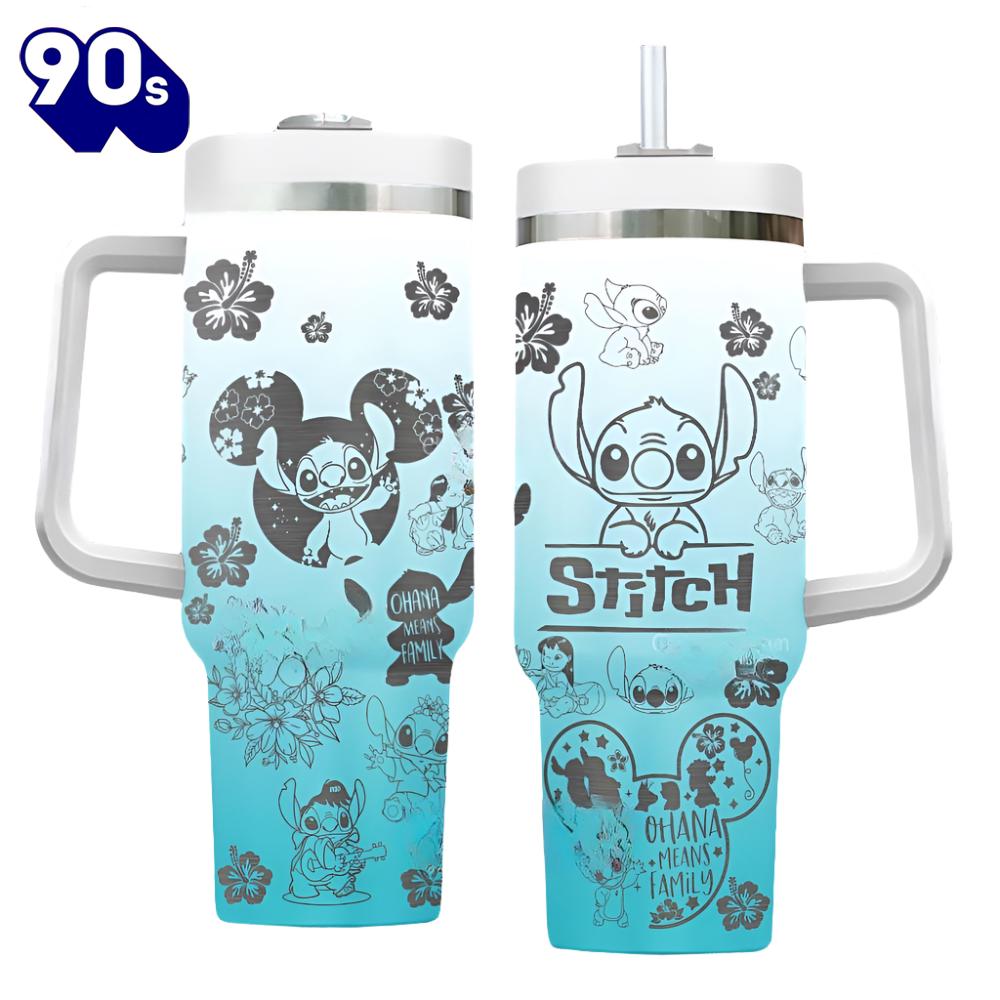 Stitch Flower Laser Engraved Tumbler - Musicdope90s