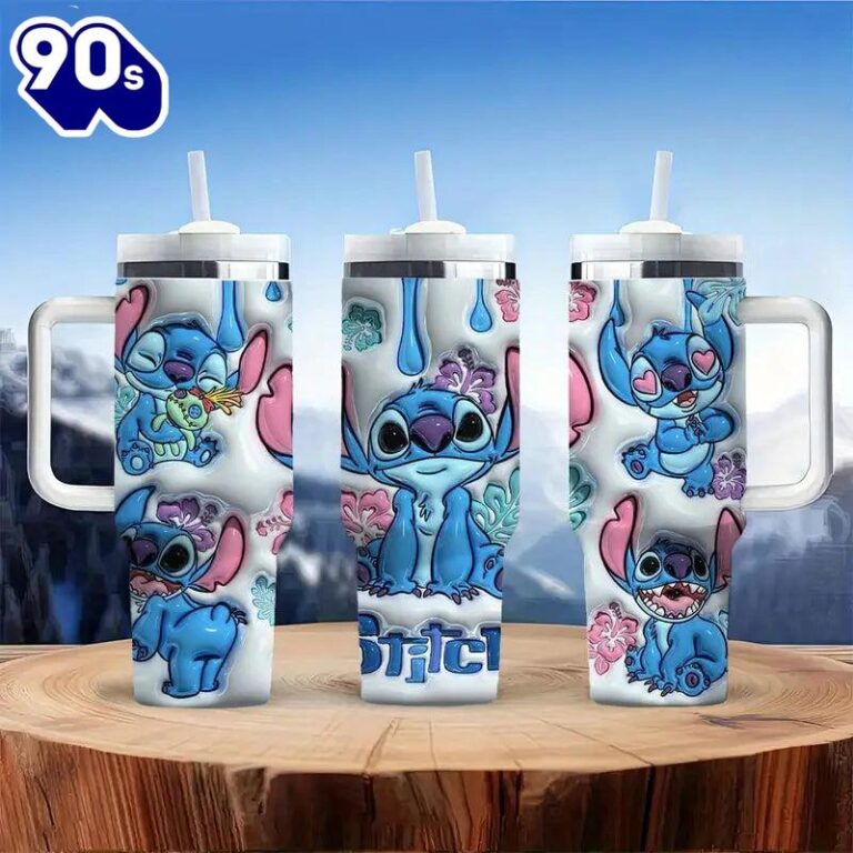 Stitch Flower Laser Engraved Tumbler - Musicdope90s