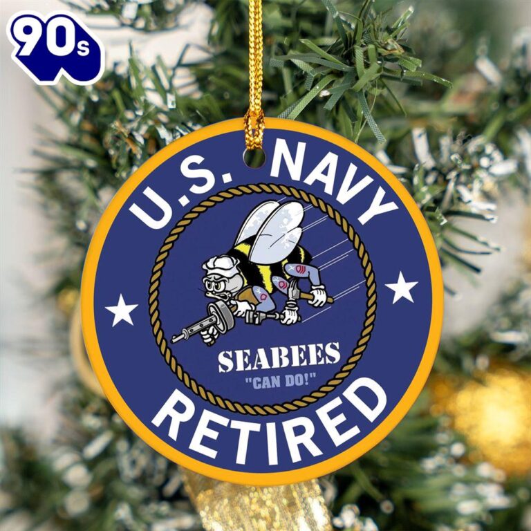 US Navy SeaBee Retired Veteran Ceramic Ornament - Musicdope90s