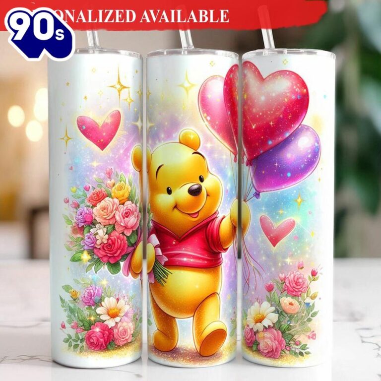 Winnie-the-Pooh Valentine 20oz Tumbler With Lip And Straw - Musicdope90s